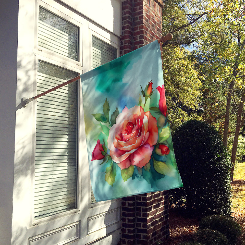 Personalized Roses On Wood Frame House Flag Pole Botanical Family Tree ...