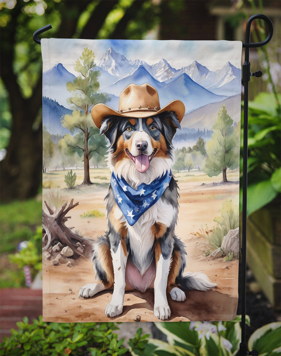 Australian Shepherd Cowboy Welcome Garden Flag| If It's Flags