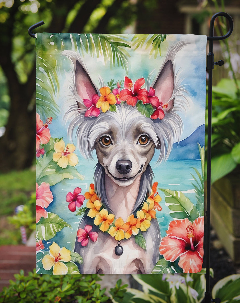 Chinese Crested Luau Garden Flag DAC6406GF| If It's Flags