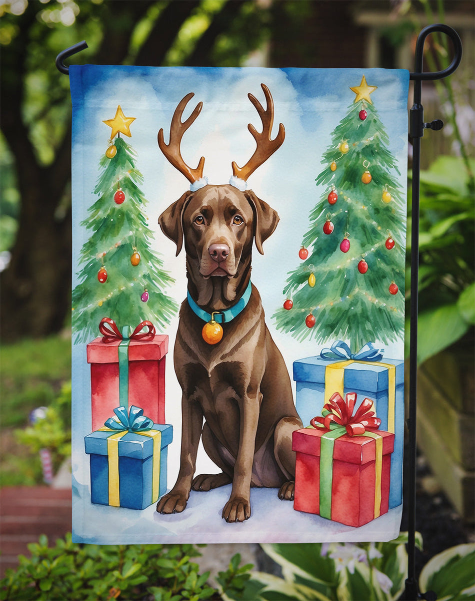 Chocolate Labrador Retriever Christmas Reindeer Garden Flag DAC7814GF ...