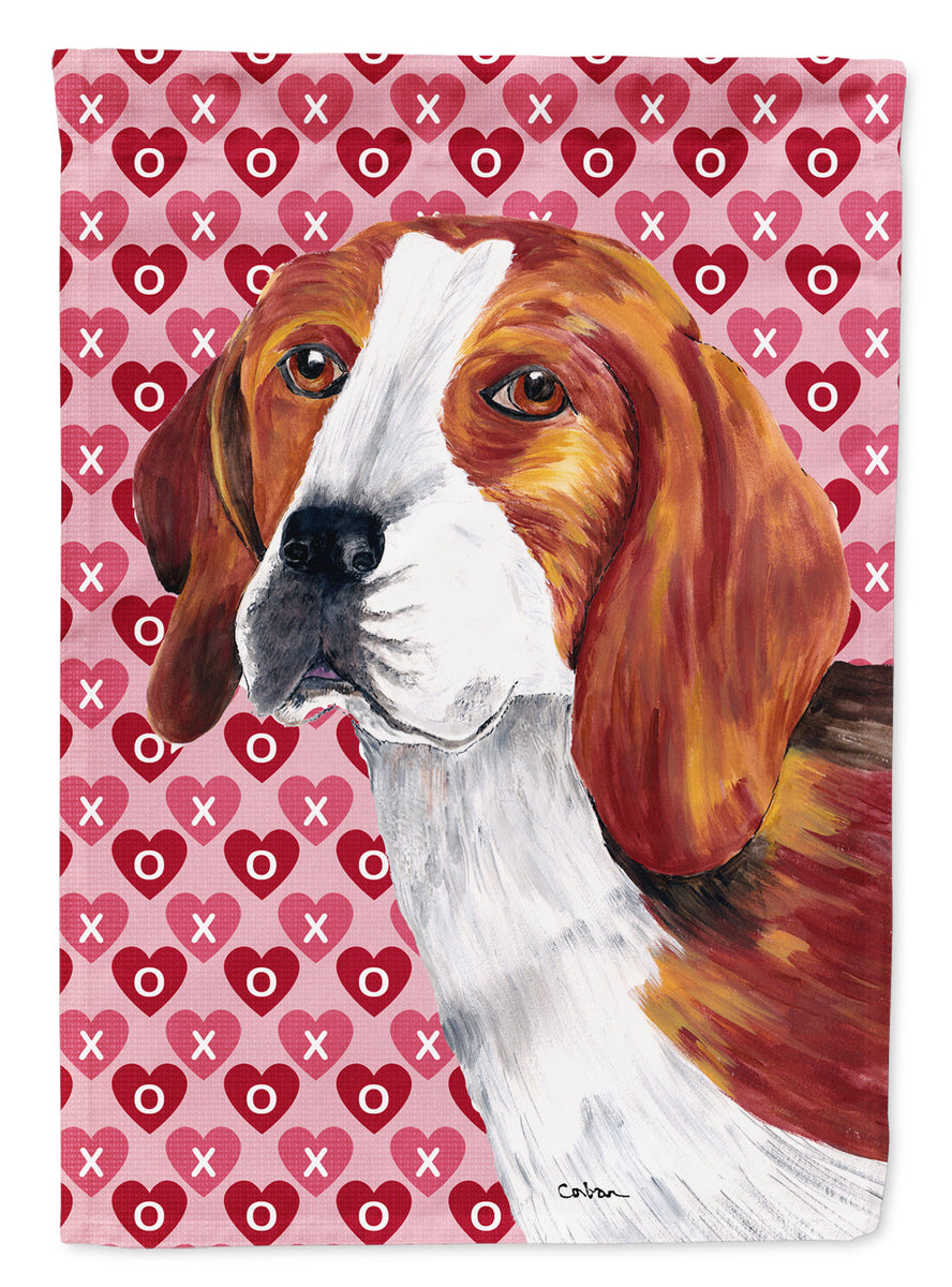 Beagle Hearts Love and Valentine's Day Portrait Flag Canvas House Size ...