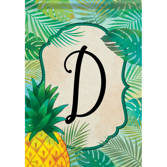 Palms & Floral Monogram D Dura Soft 49267 Carson Garden Flag 12.5" x 1